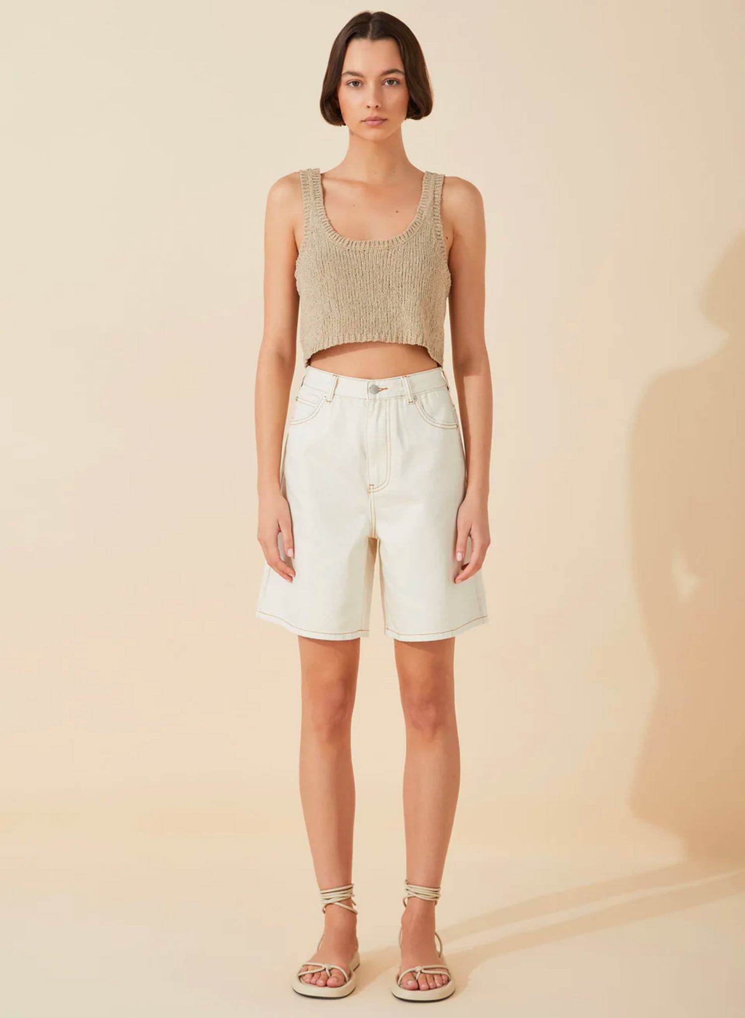 Husk Textured Cotton Blend Knit Tank